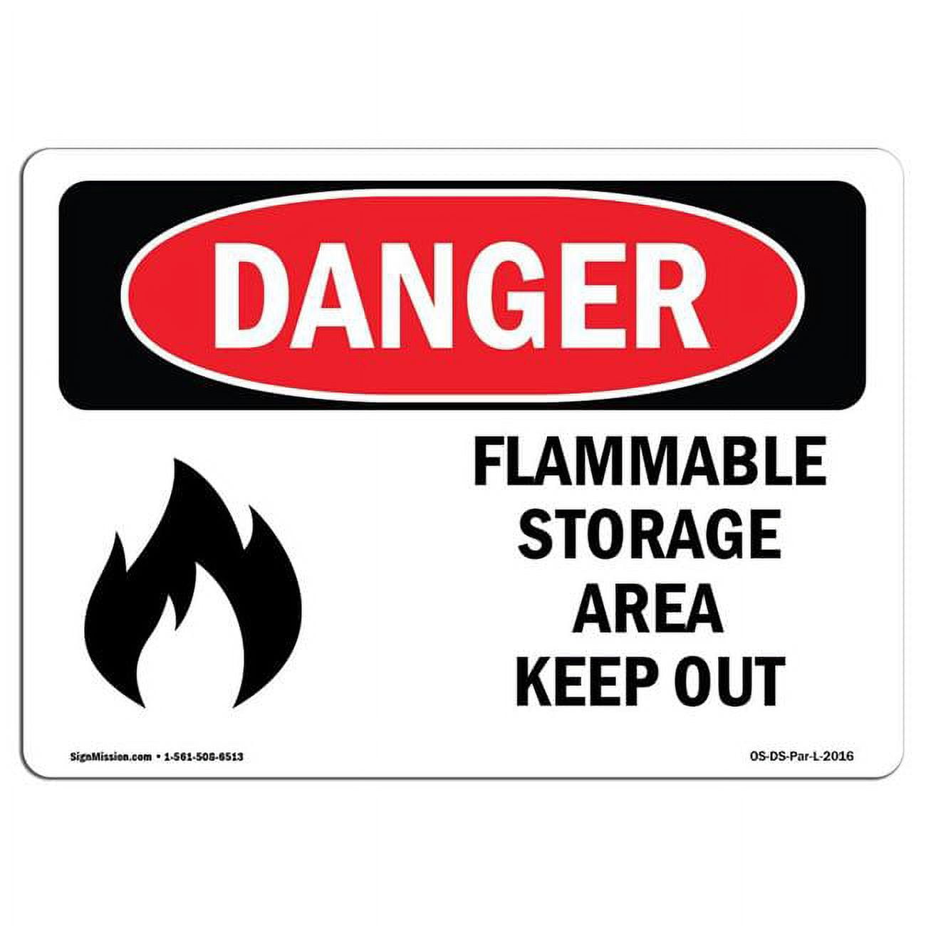 OSHA Danger Sign - Flammable Storage Area Keep Out - Walmart.com