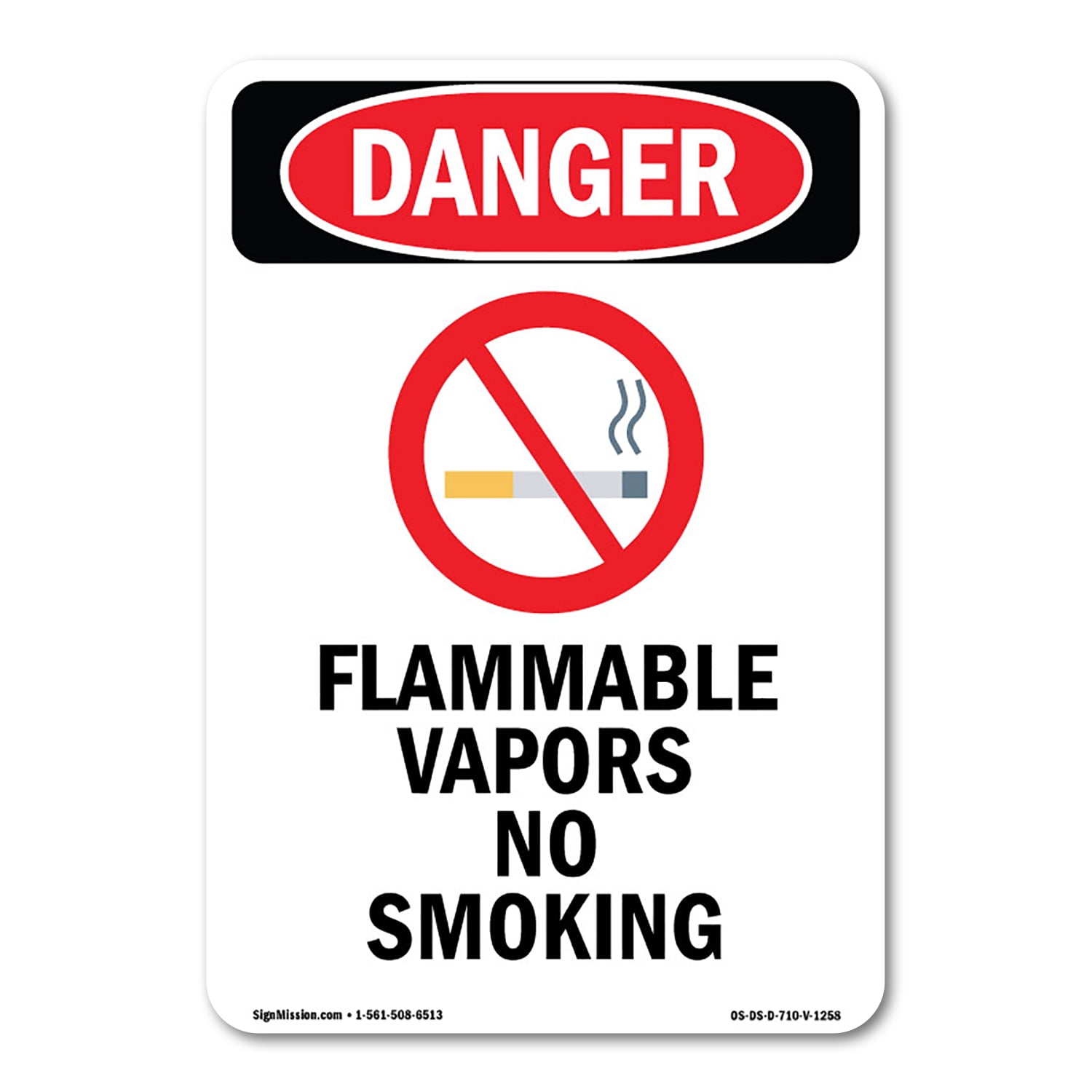OSHA Danger Sign - Flammable Vapors No Smoking | Plastic Sign | Protect ...