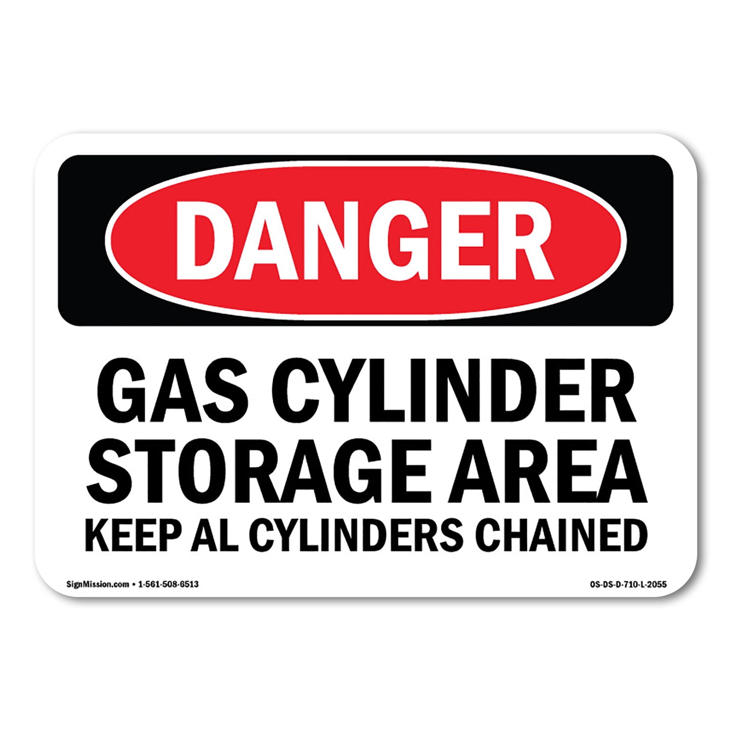 OSHA Danger Sign - Gas Cylinder Storage Area Keep All Cylinders | Decal ...