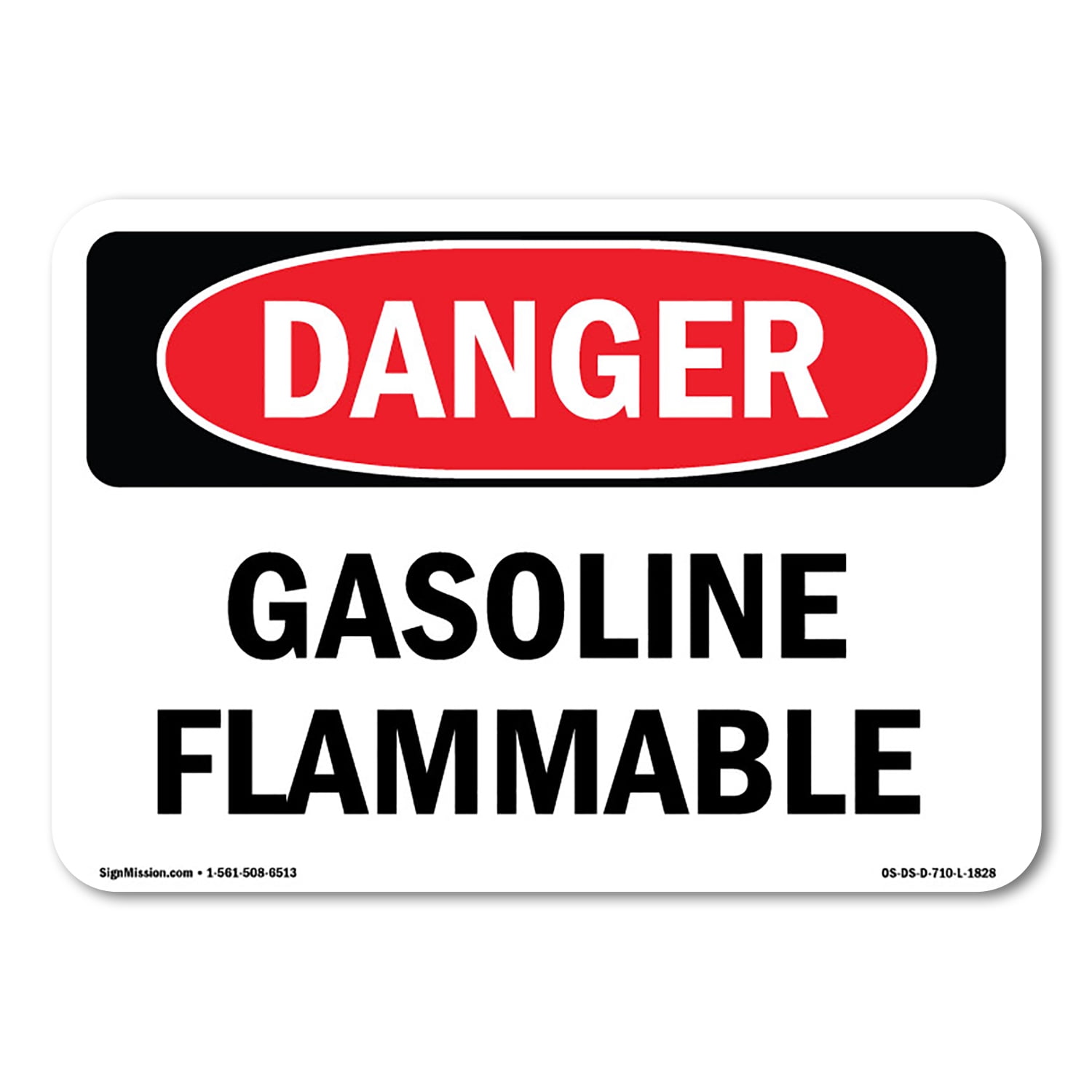 OSHA Danger Sign - Gasoline Flammable | Decal | Protect Your Business ...