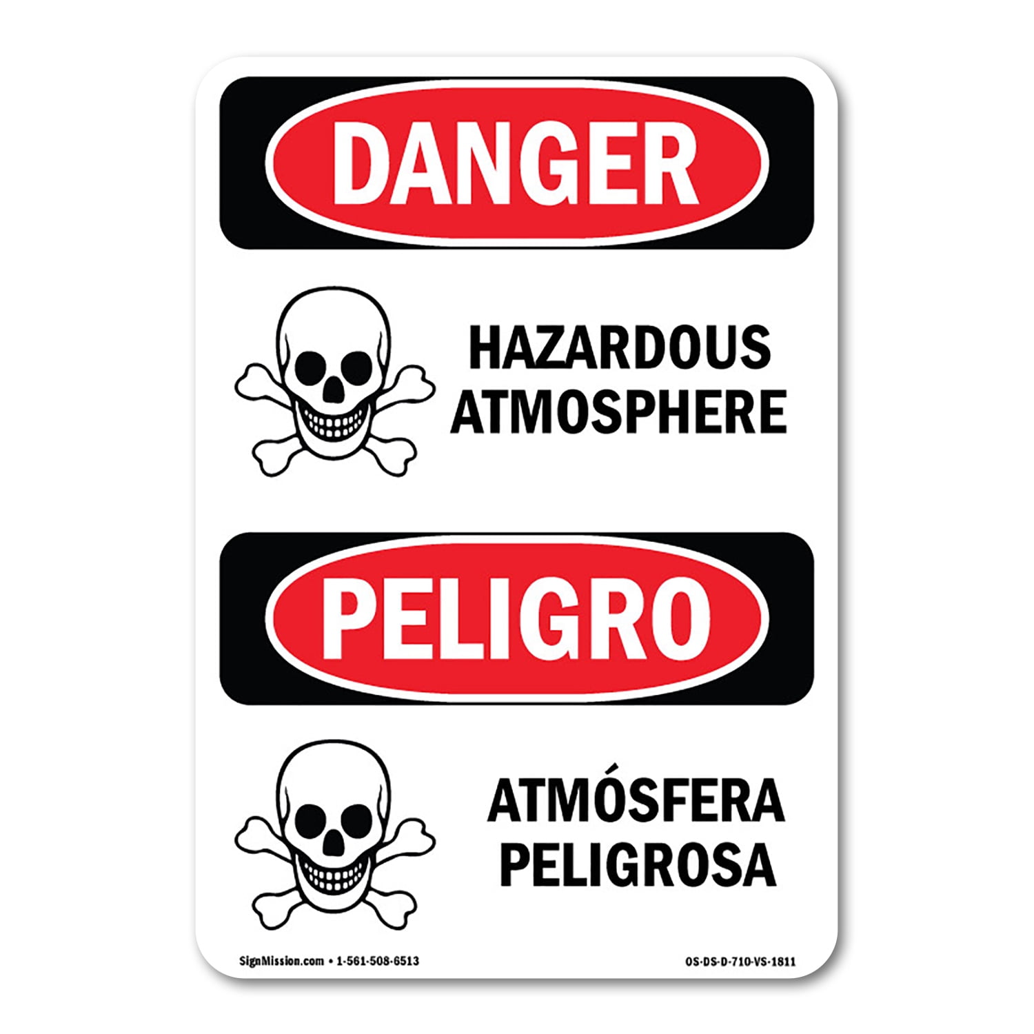 OSHA Danger Sign - Hazardous Atmosphere Bilingual | Plastic Sign ...