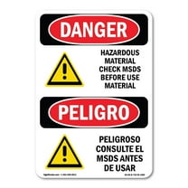 OSHA SAFETY FIRST Sign - Hazardous Material Check MSDS Before | Decal ...