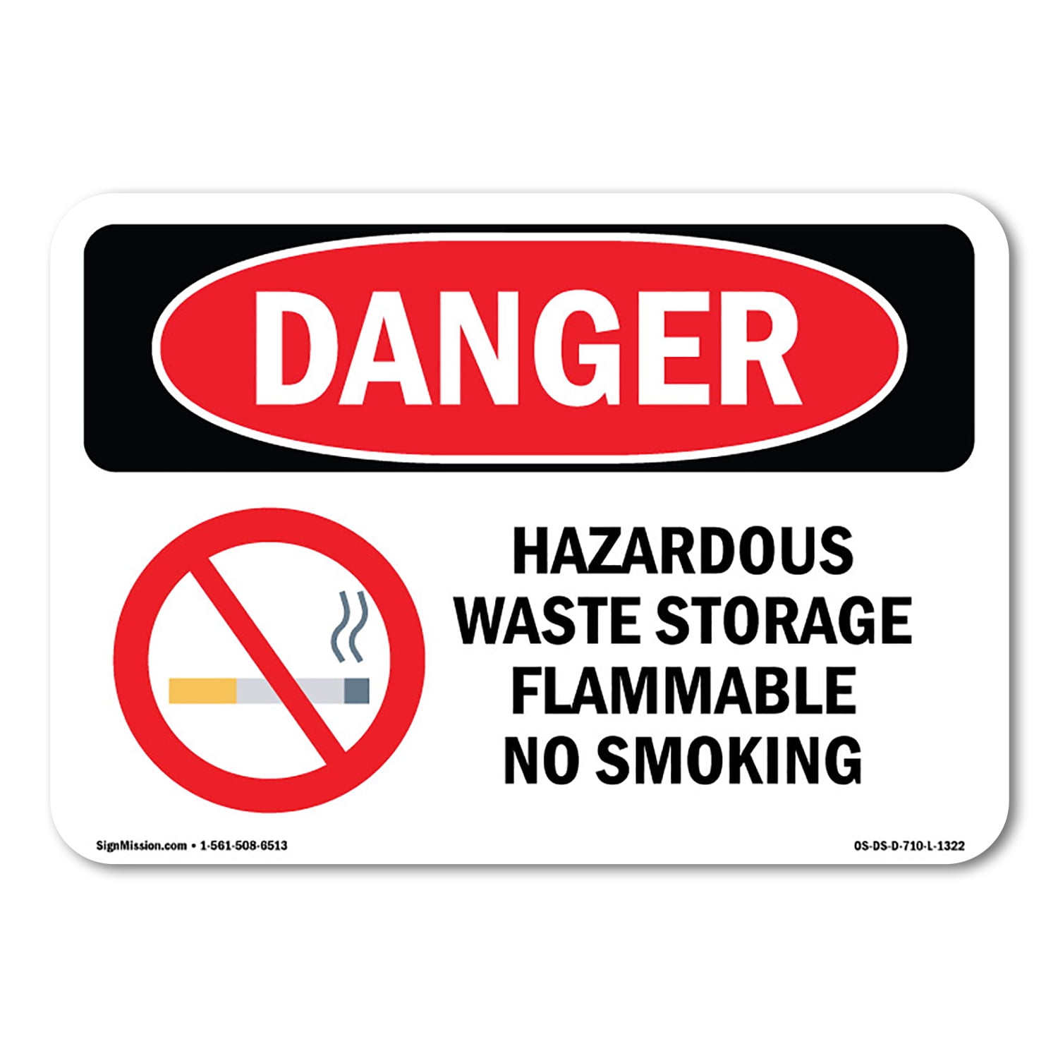 OSHA Danger Sign - Hazardous Waste Storage Flammable No Smoking | Decal ...