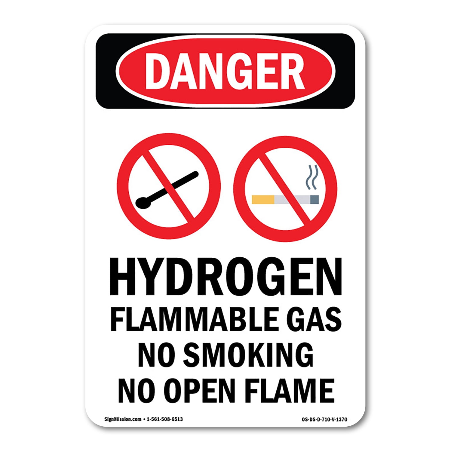 OSHA Danger Sign - Hydrogen Flammable | Decal | Protect Your Business ...
