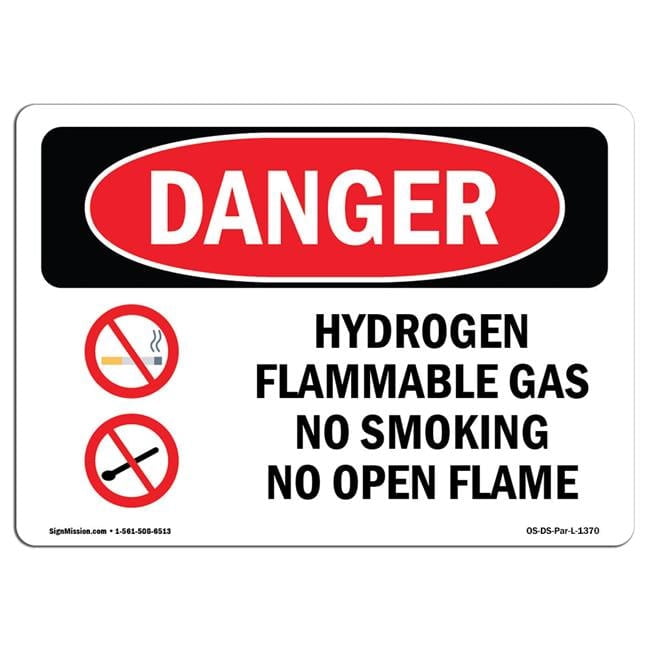 OSHA Danger Sign - Hydrogen Flammable Gas No Smoking Open Flame ...