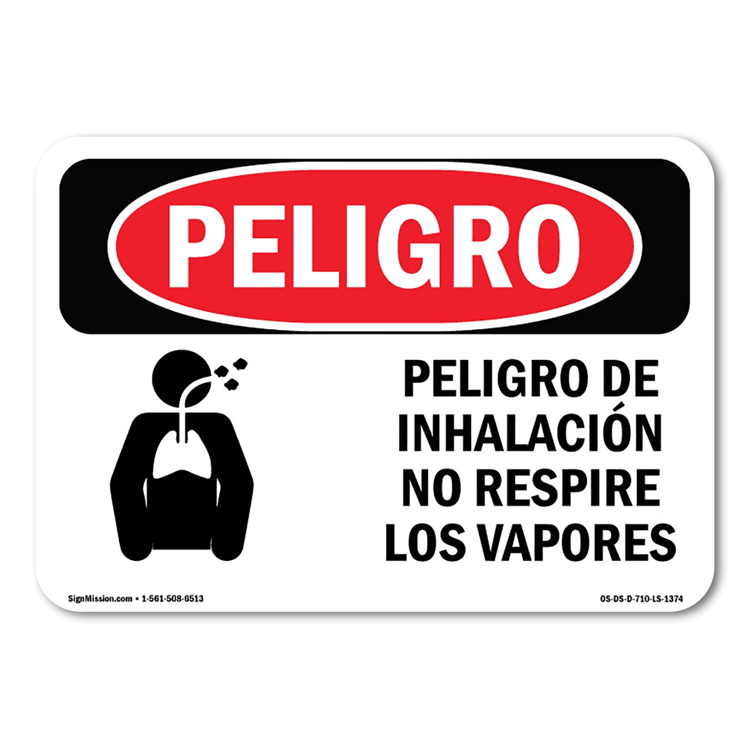 OSHA Danger Sign - Inhalation Hazard Do Not Spanish | Decal | Protect ...