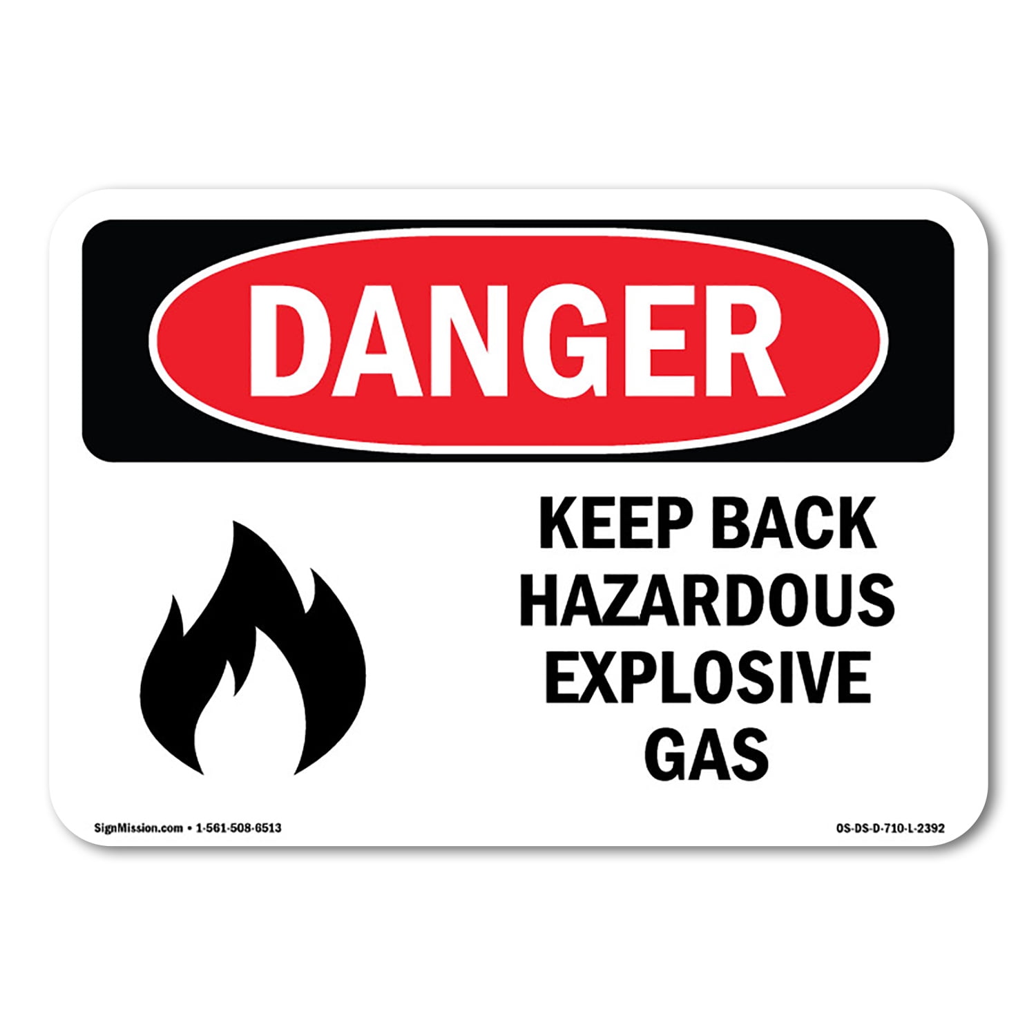 OSHA Danger Sign - Keep Back Hazardous Explosive Gas | Plastic Sign ...