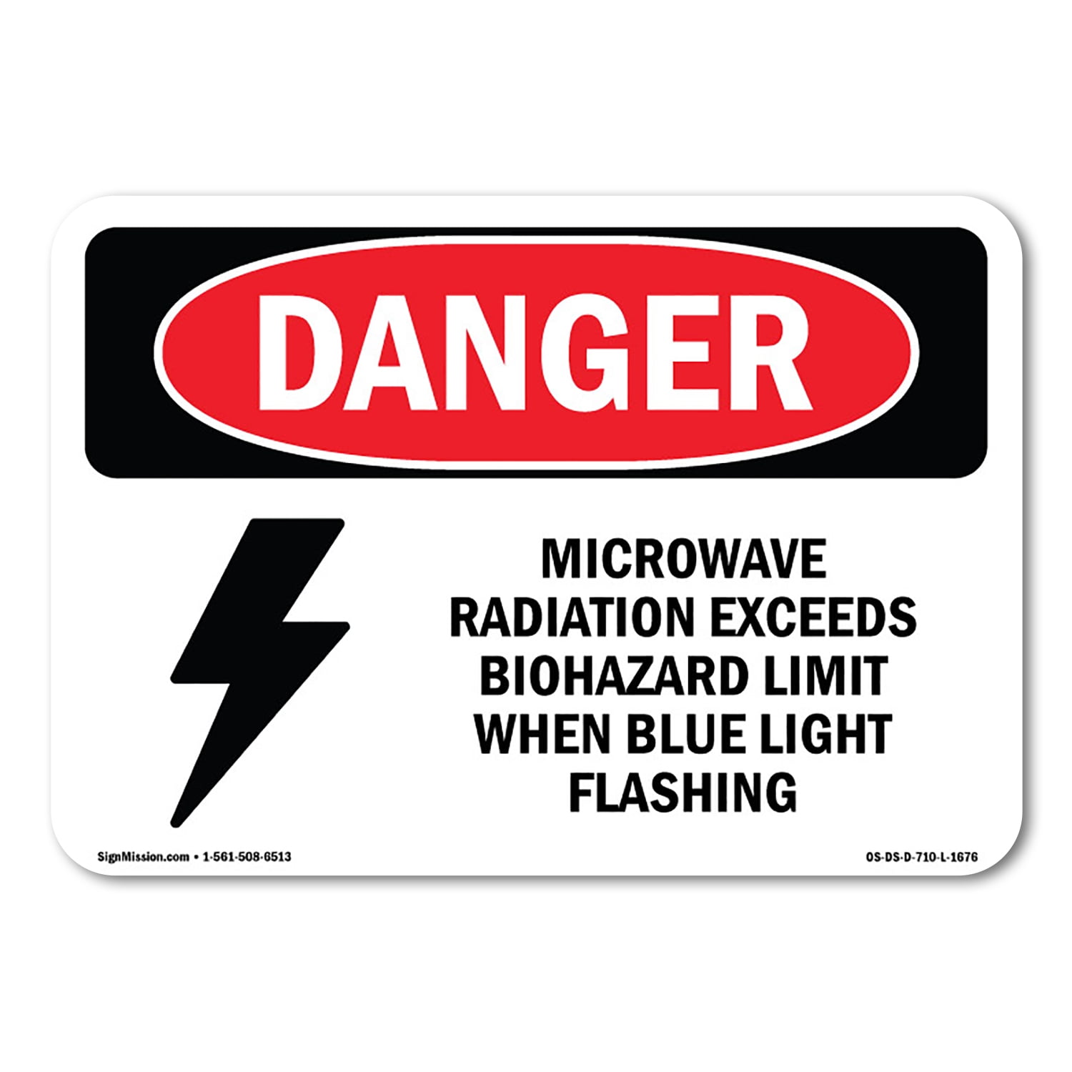 OSHA Danger Sign - Microwave Radiation Blue Light Flashing | Decal ...