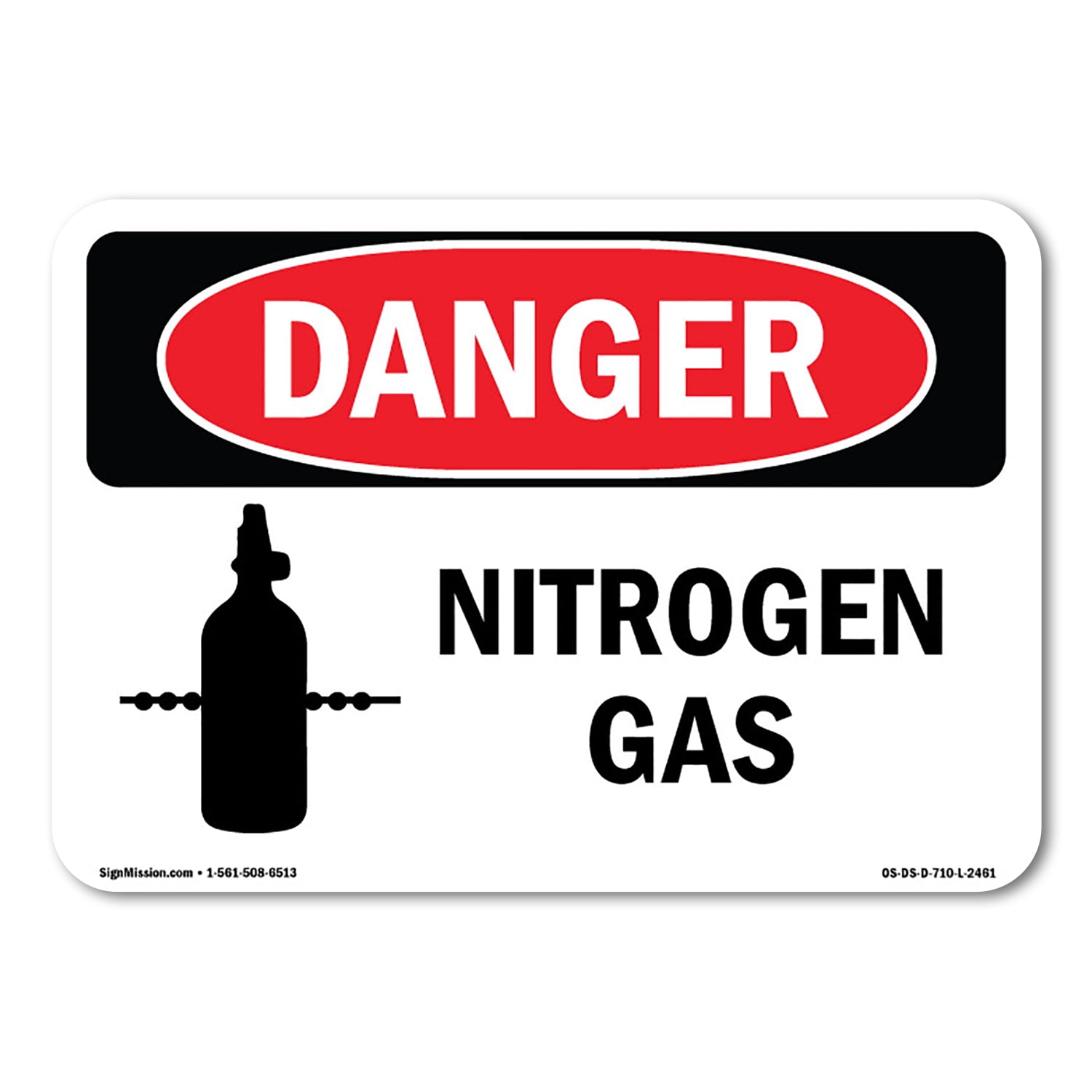 OSHA Danger Sign - Nitrogen Gas | Decal | Protect Your Business ...