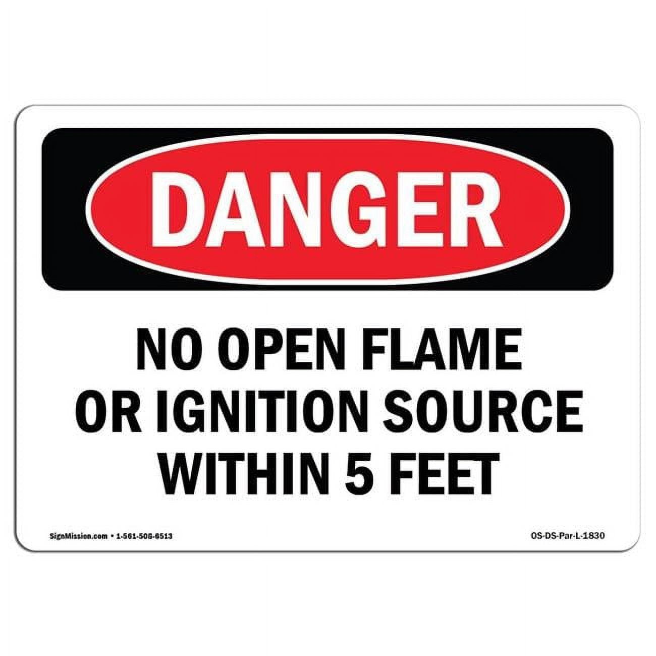 OSHA Danger Sign - No Open Flame or Ignition Source 5 Feet - Walmart.com