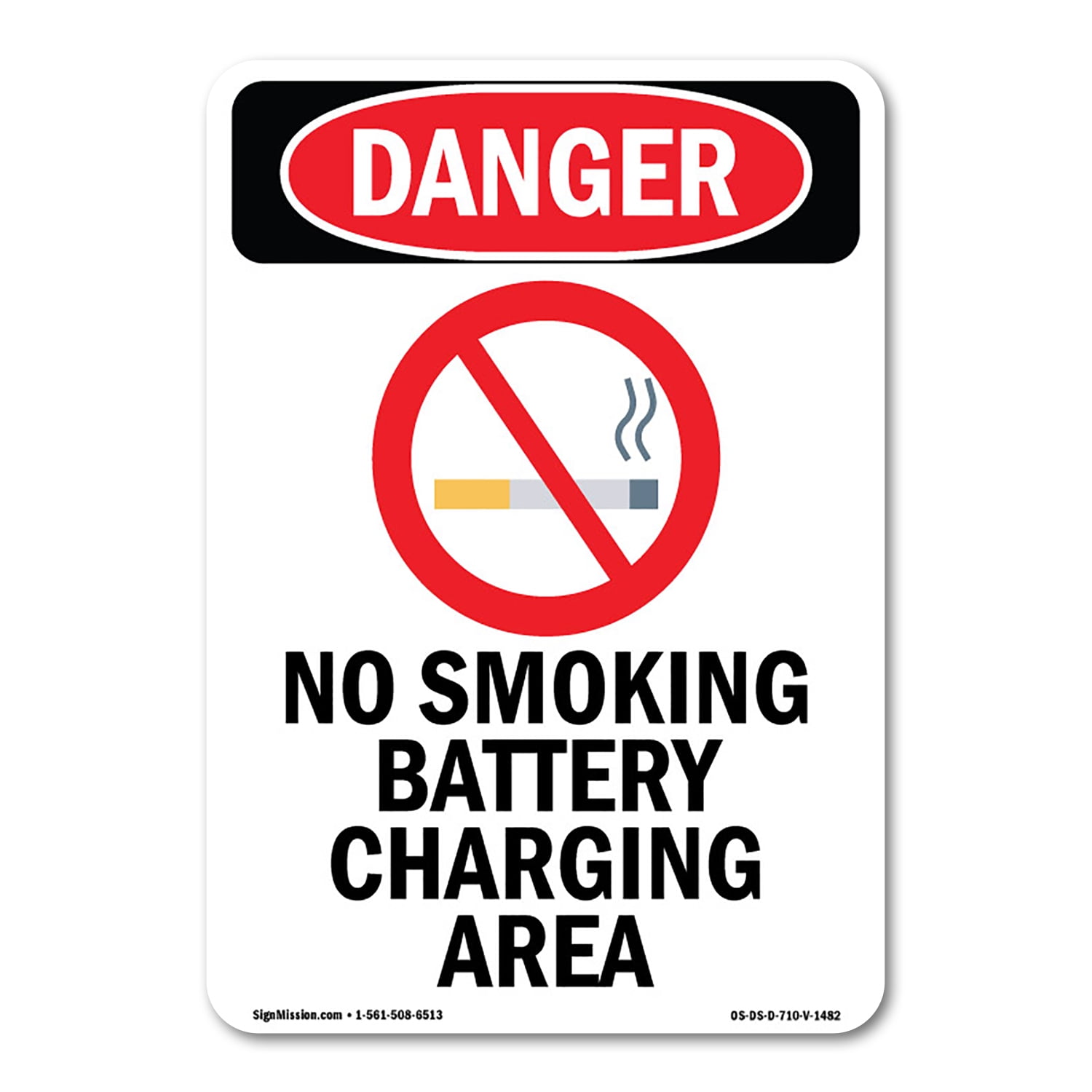 OSHA Danger Sign - No Smoking Battery | Decal | Protect Your Business ...