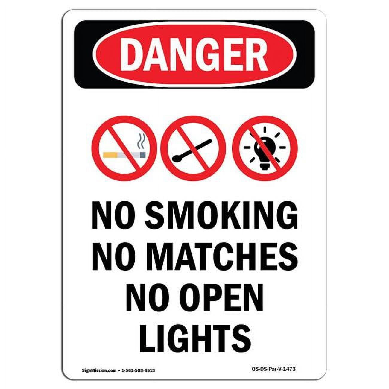 OSHA Danger Sign - No Smoking No Matches - Walmart.com