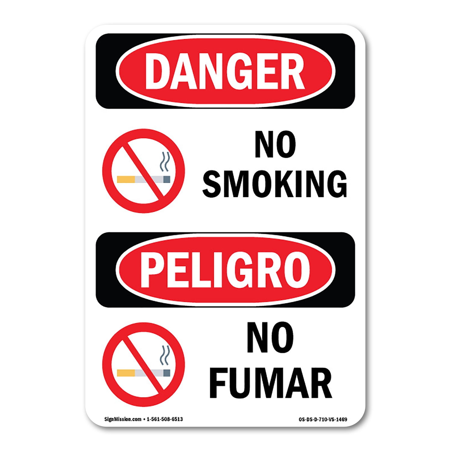 OSHA Danger Sign - No Smoking | Plastic Sign | Protect Your Business ...