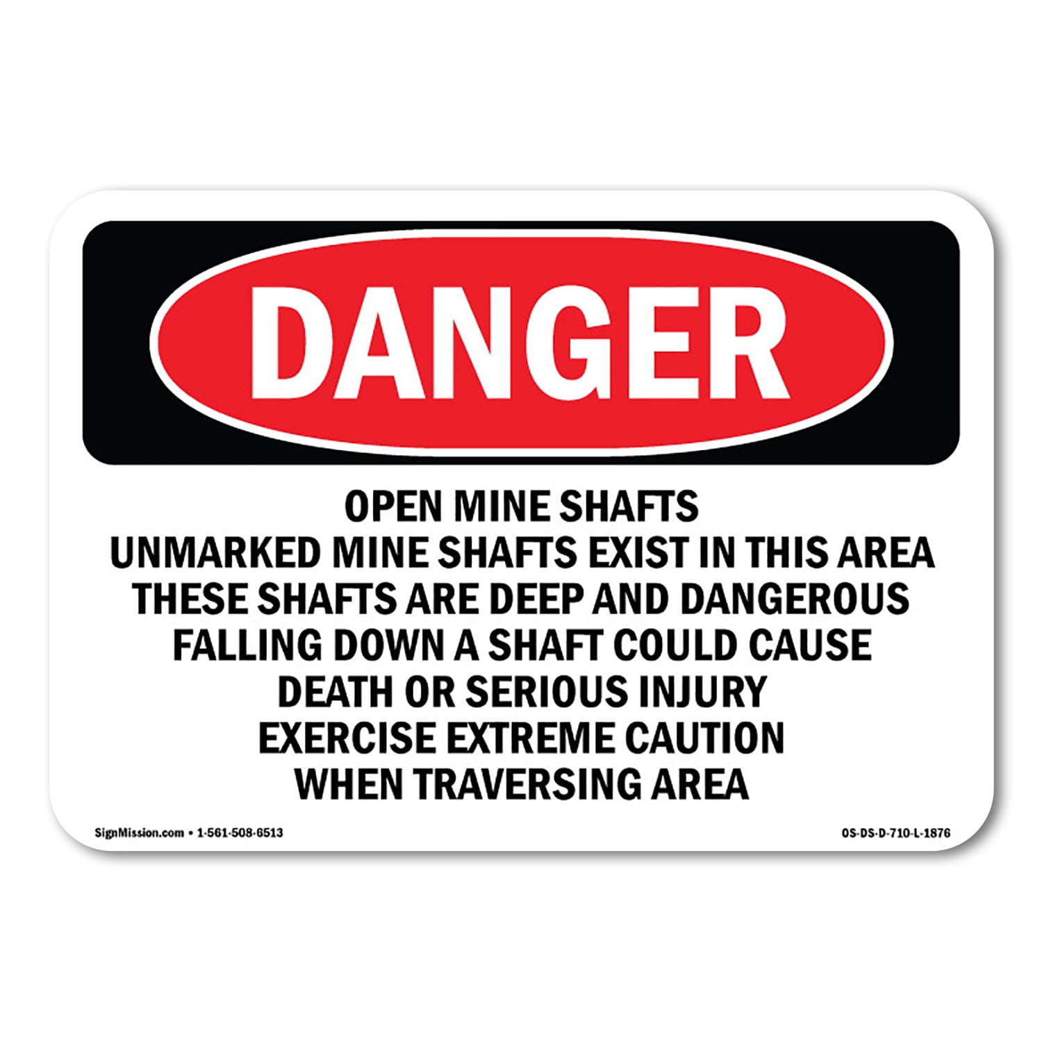 OSHA Danger Sign - Open Mine Shafts Unmarked | Plastic Sign | Protect ...