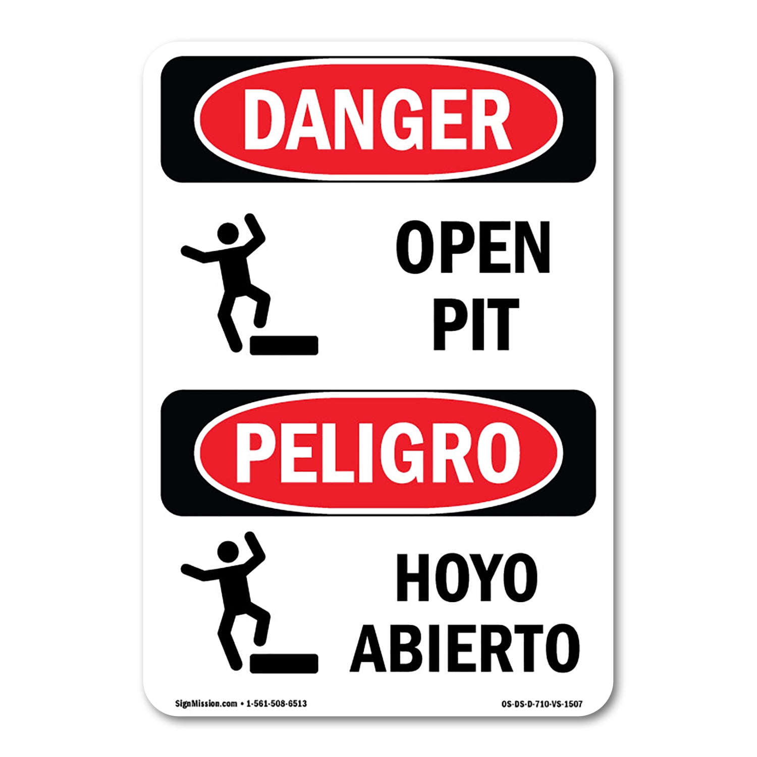 OSHA Danger Sign - Open Pit | Plastic Sign | Protect Your Business ...