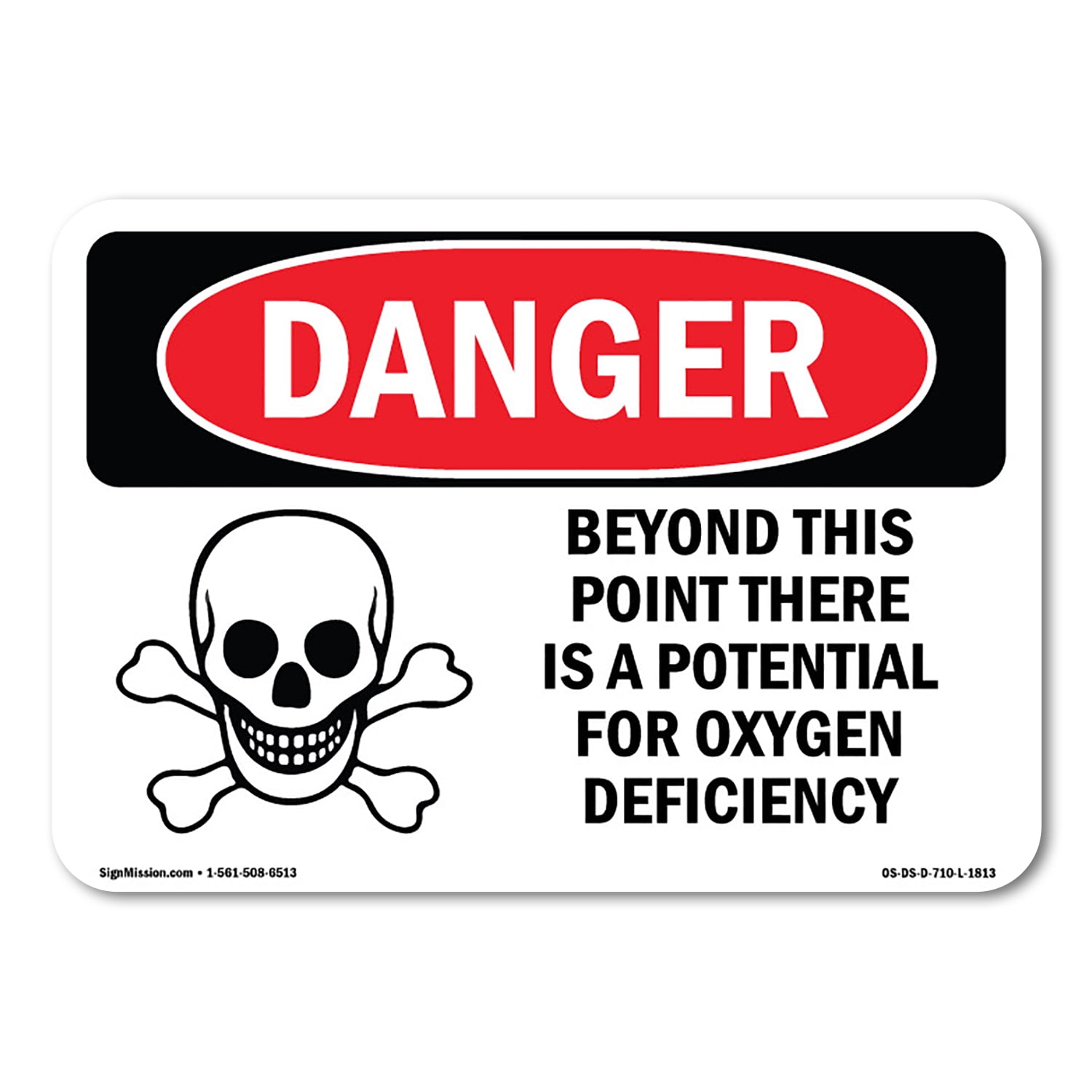OSHA Danger Sign - Oxygen Deficiency Beyond This Point | Plastic Sign ...