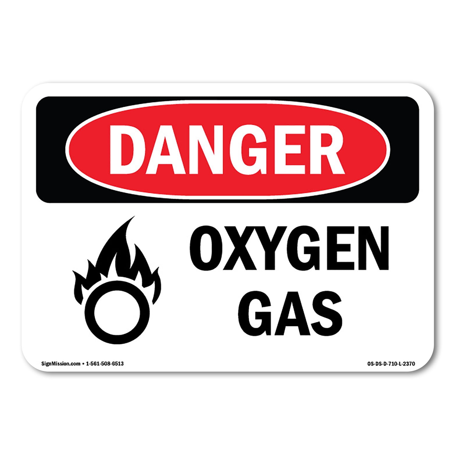 OSHA Danger Sign - Oxygen Gas | Decal | Protect Your Business ...