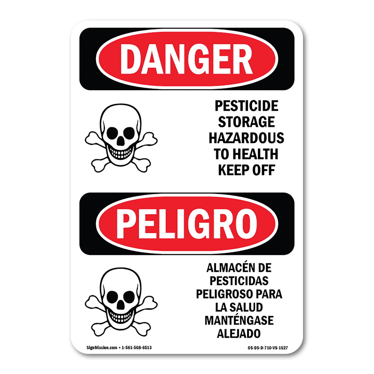 OSHA Danger Sign - Pesticide Storage Hazardous Bilingual | Decal ...