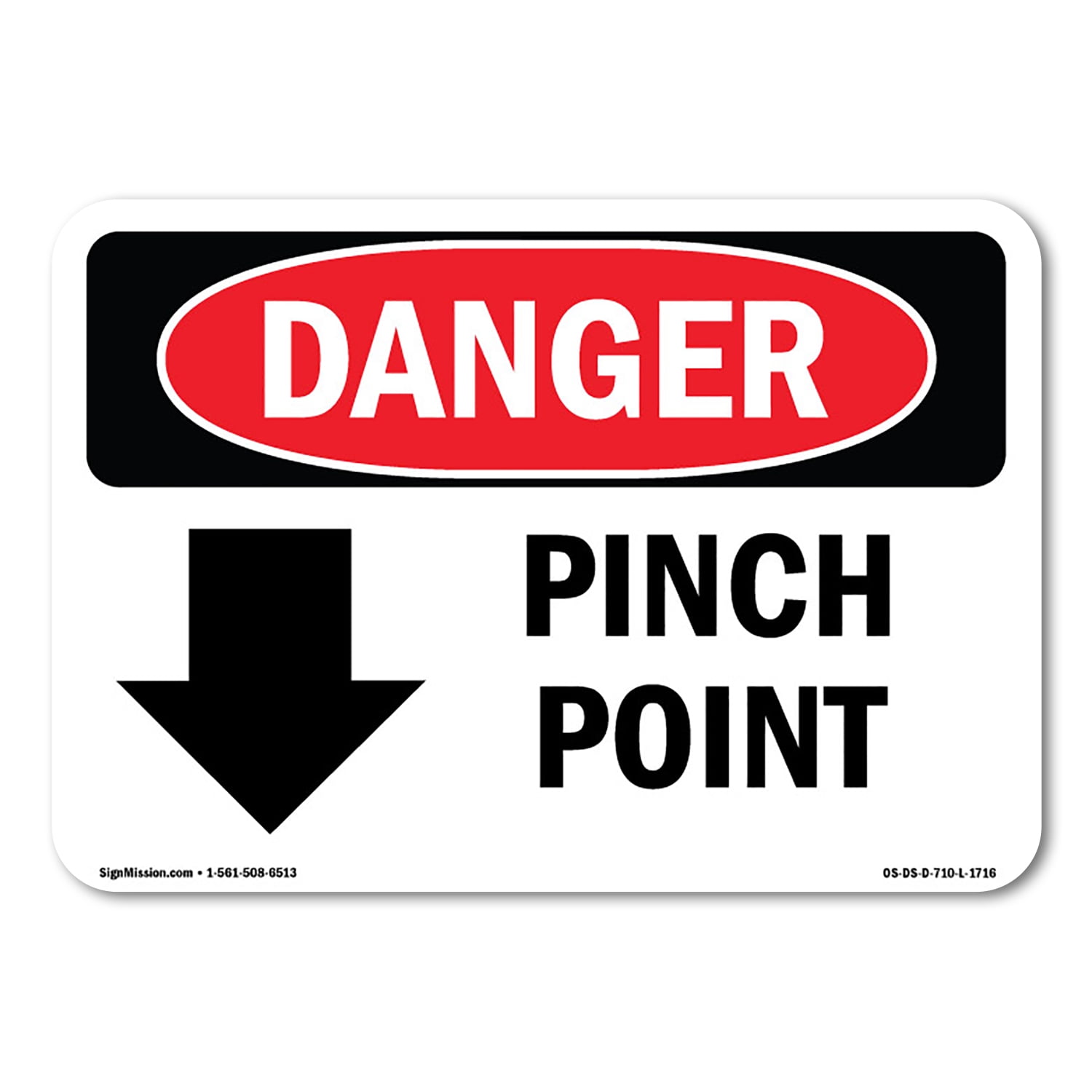 OSHA Danger Sign - Pinch Point | Plastic Sign | Protect Your Business ...