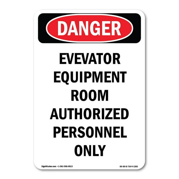 Elevator Equipment Room Sign