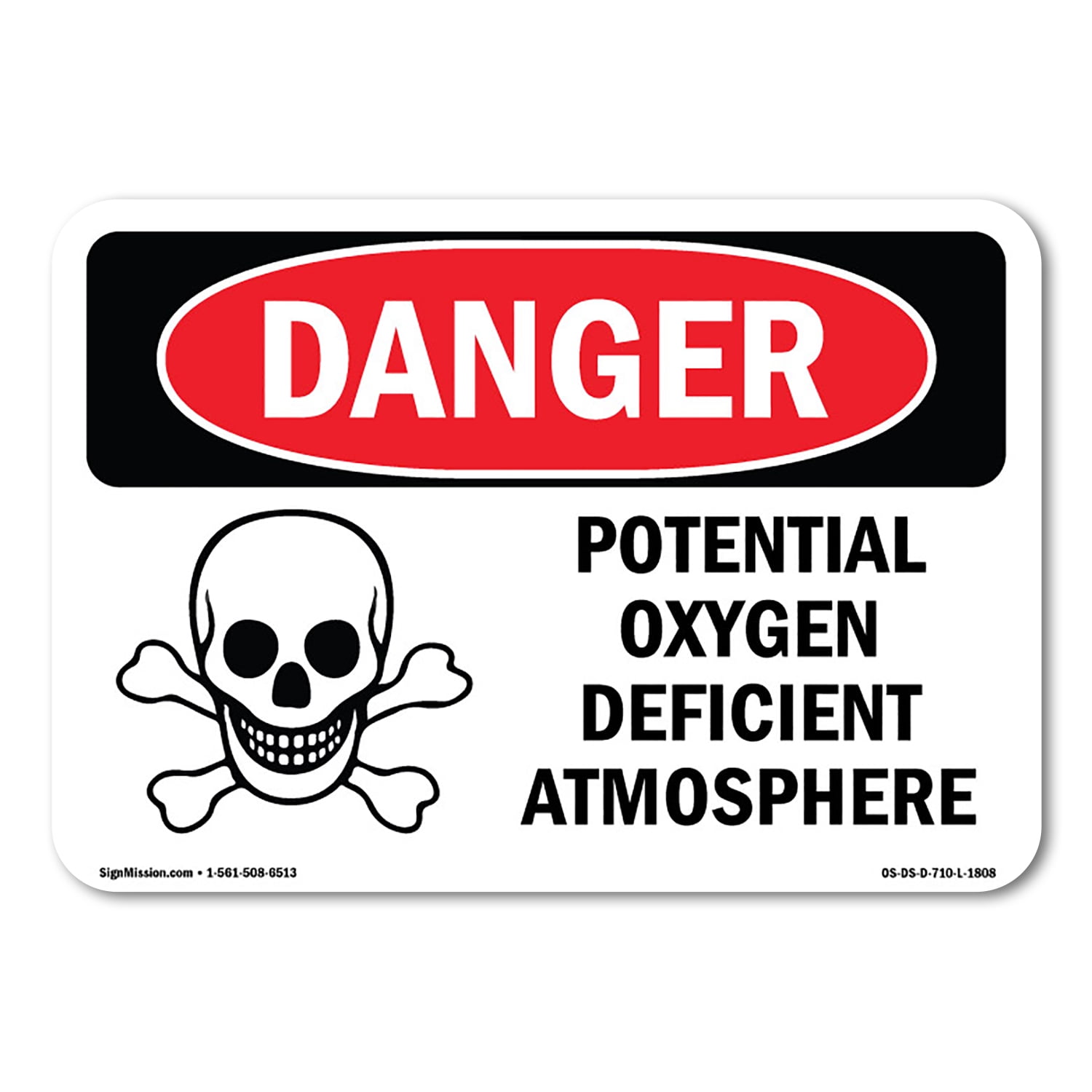 OSHA Danger Sign - Potential Oxygen Deficient Atmosphere | Decal ...