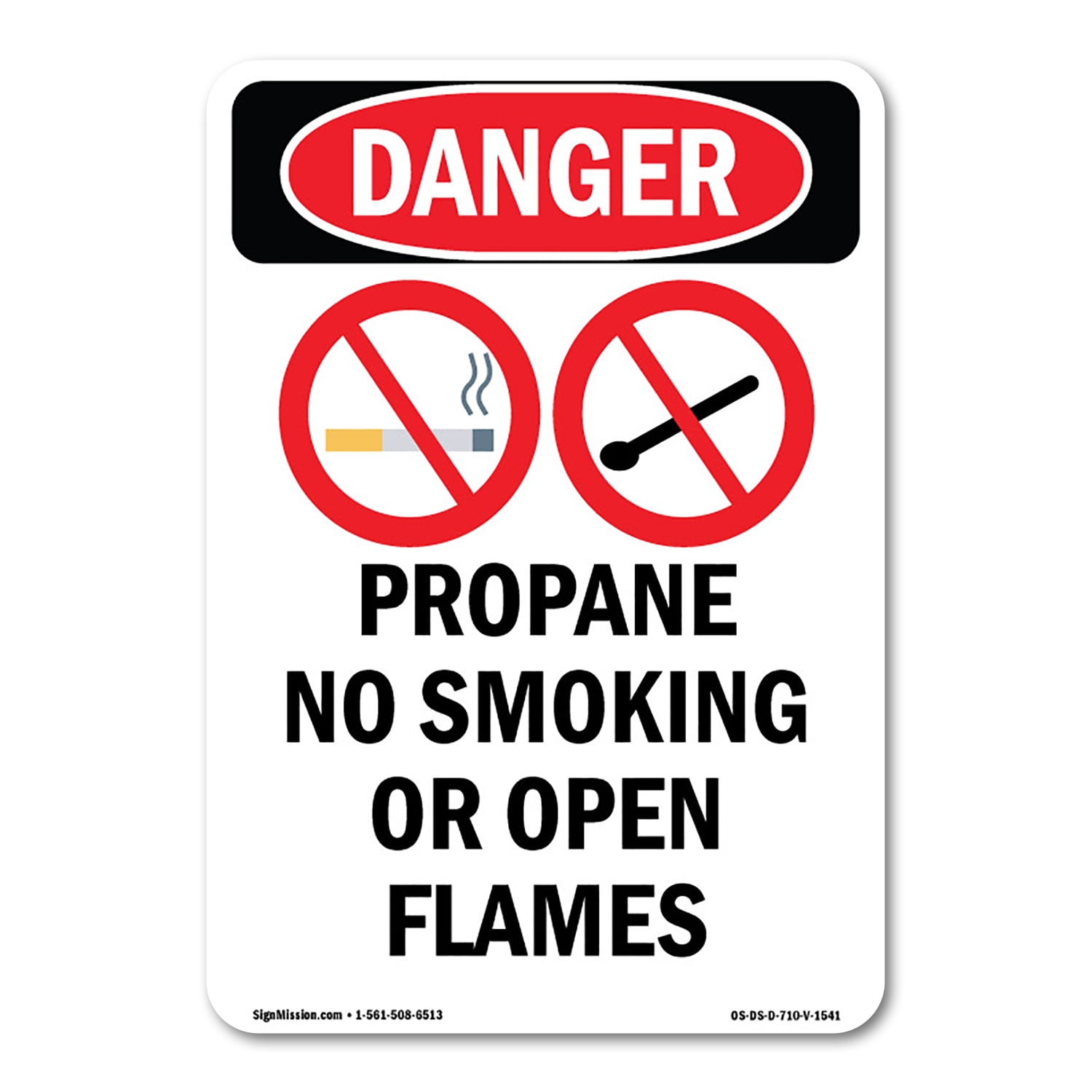 OSHA Danger Sign - Propane No Smoking | Plastic Sign | Protect Your ...