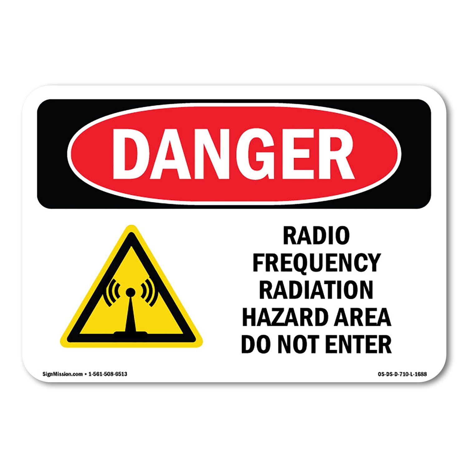OSHA Danger Sign - Radio Frequency Radiation Hazard Area | Decal ...