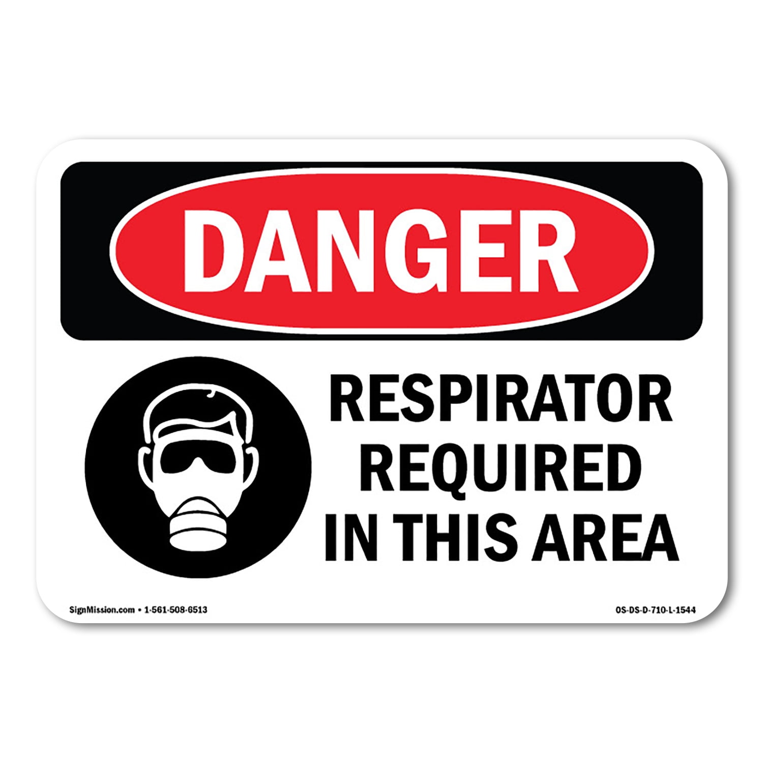 OSHA Danger Sign - Respirator Required In This Area | Peel And Stick ...
