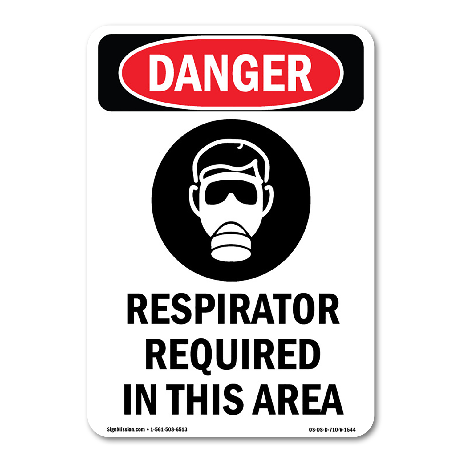OSHA Danger Sign - Respirator Required | Peel And Stick Wall Graphic ...