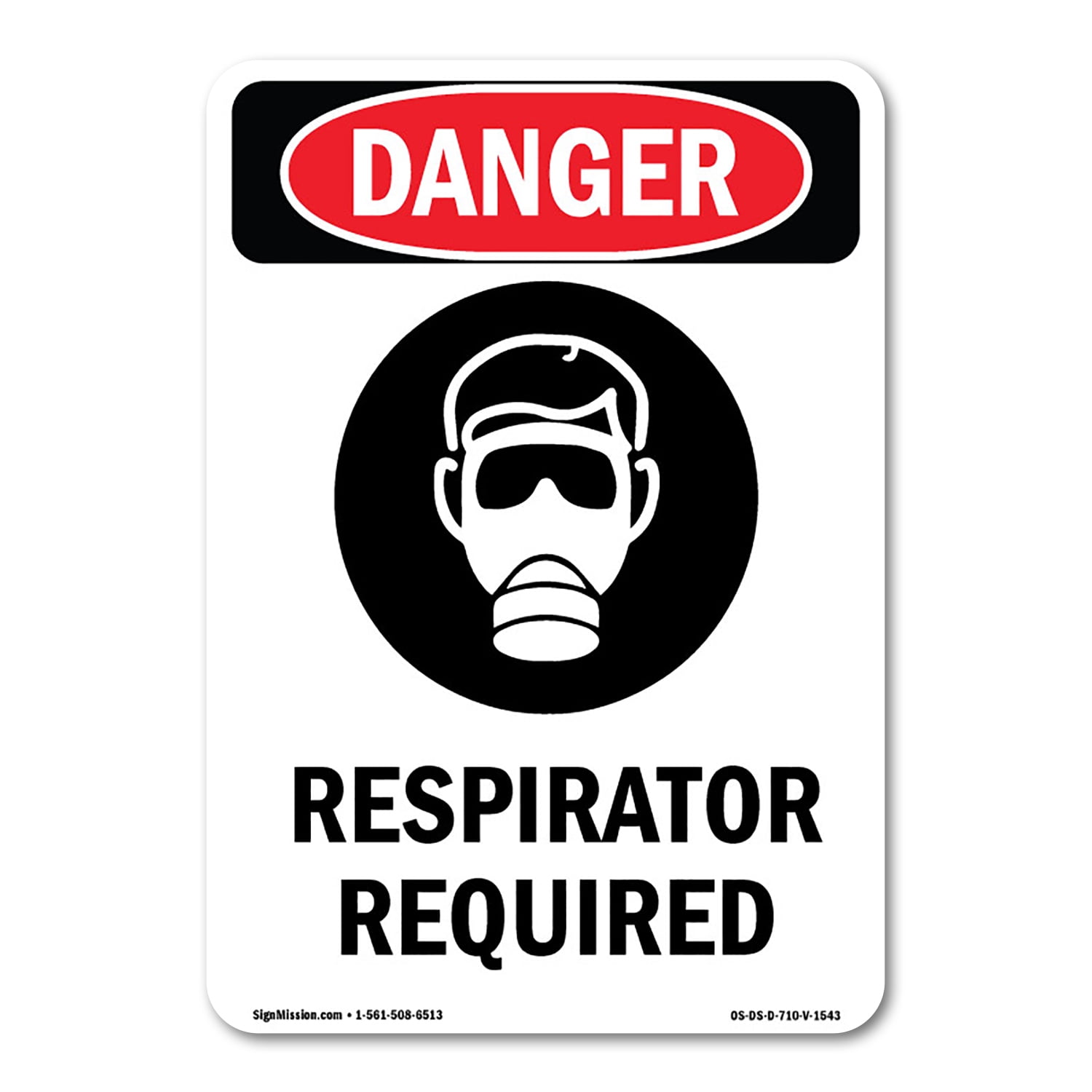OSHA Danger Sign - Respirator Required | Peel And Stick Wall Graphic ...