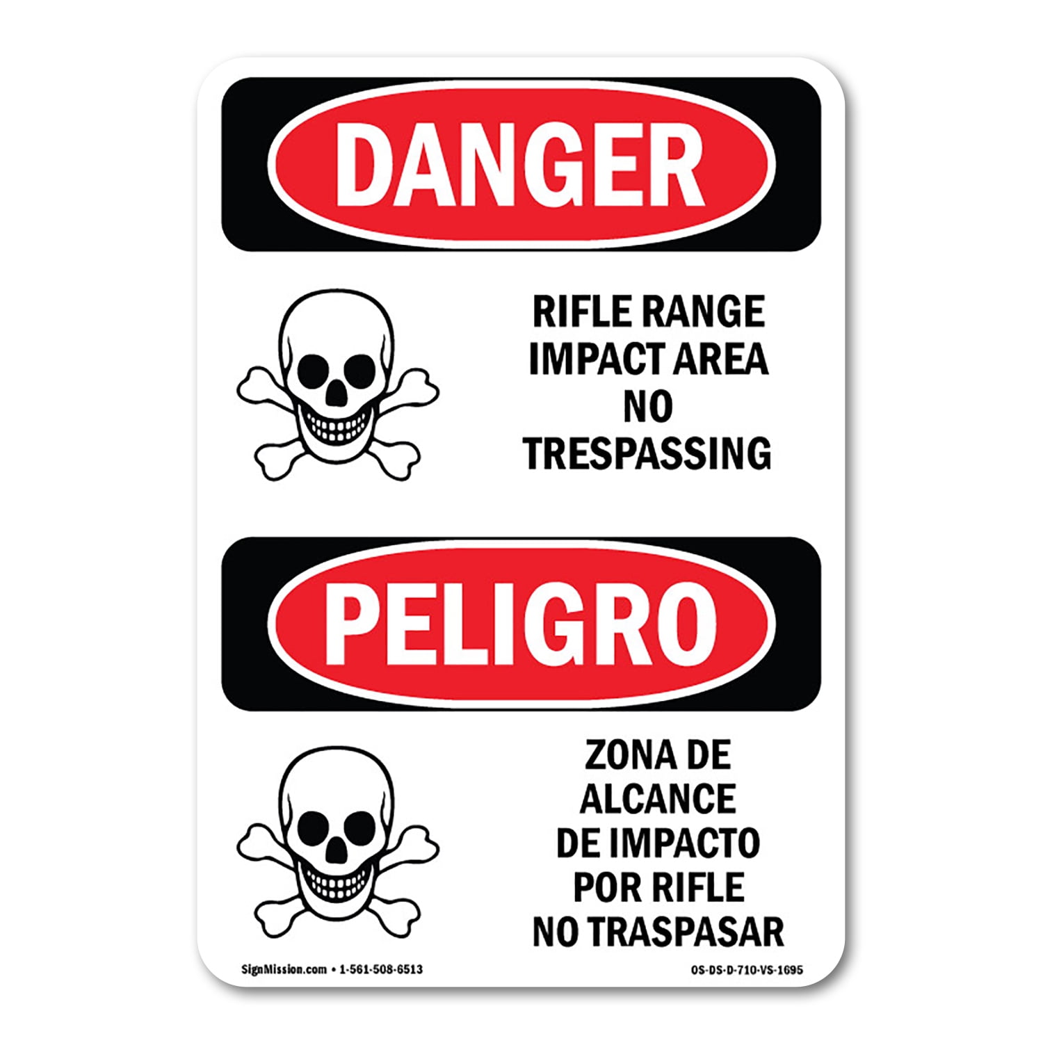 OSHA Danger Sign - Rifle Range Impact Area No Trespassing | Plastic ...