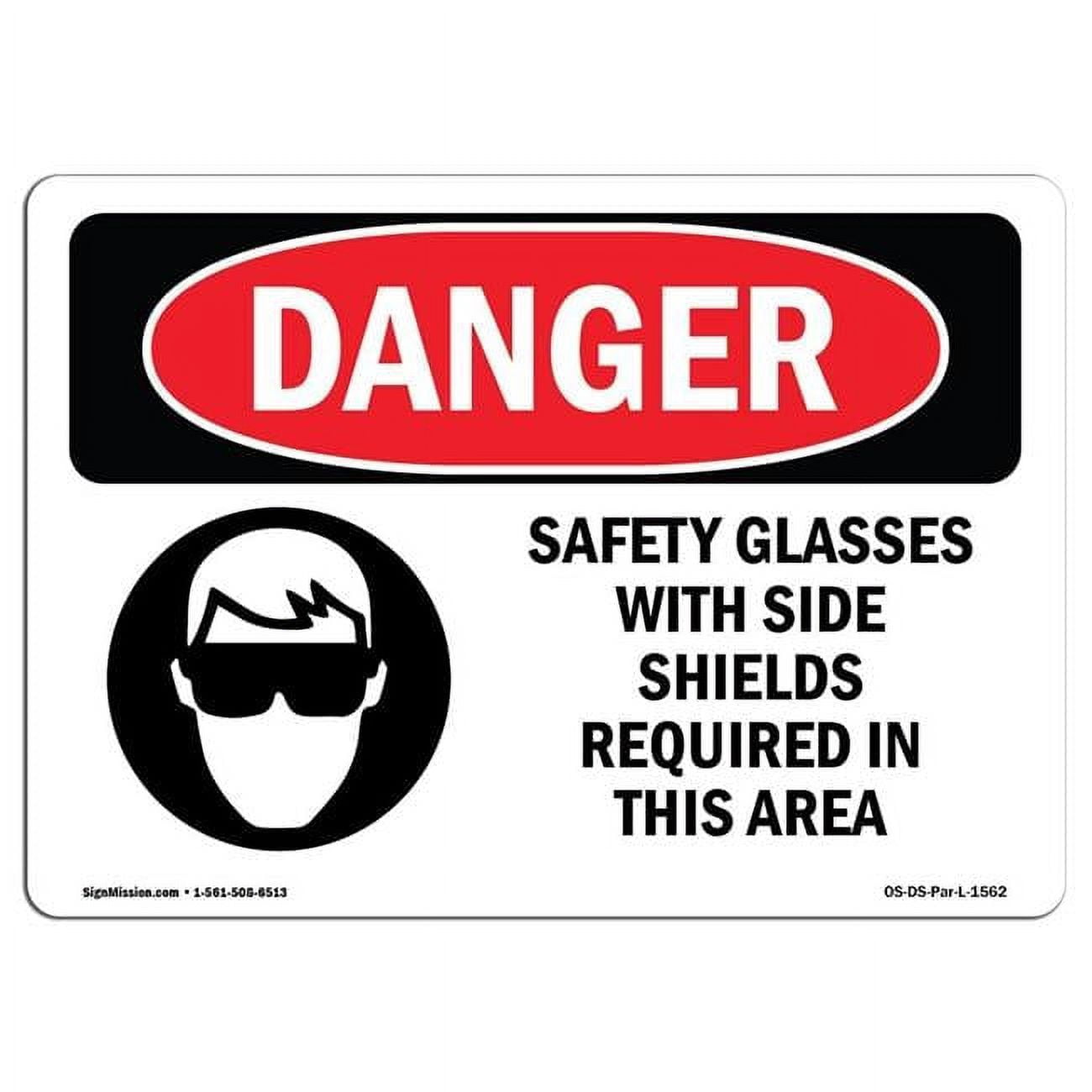 OSHA Danger Sign - Safety Glasses with Side Shields Required - Walmart.com