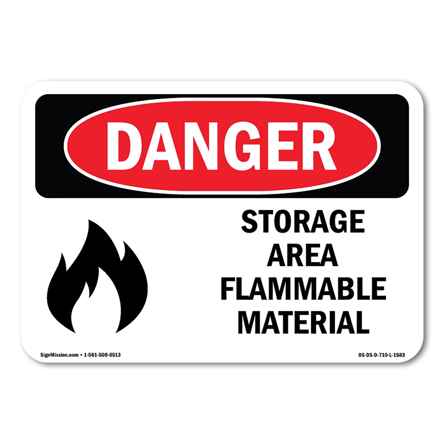OSHA Danger Sign - Storage Area Flammable Material | Plastic Sign ...