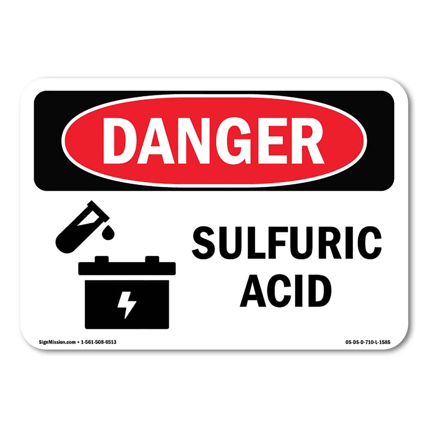 OSHA Danger Sign - Sulfuric Acid | Plastic Sign | Protect Your Business ...