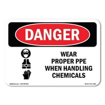Warning Wear Proper PPE Handling Chemicals OSHA Decal Sign - Walmart.com