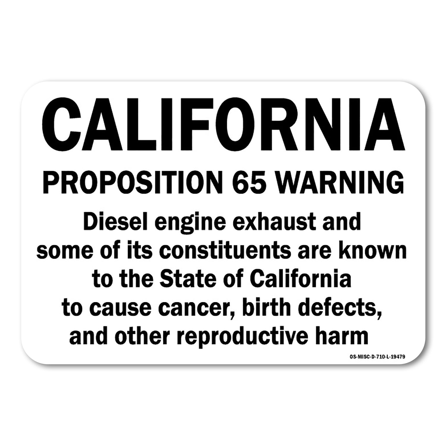 OSHA Decal - California Proposition 65 Warning Decal - Diesel Exhaust ...