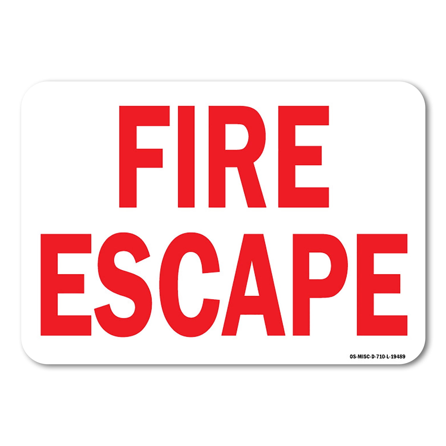OSHA Decal - Fire Escape (red sign on white background) | Decal ...
