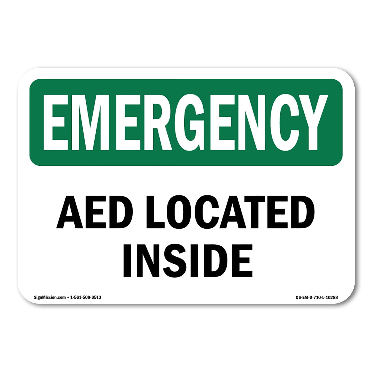 OSHA EMERGENCY Sign - AED Located Inside | Decal | Protect Your ...
