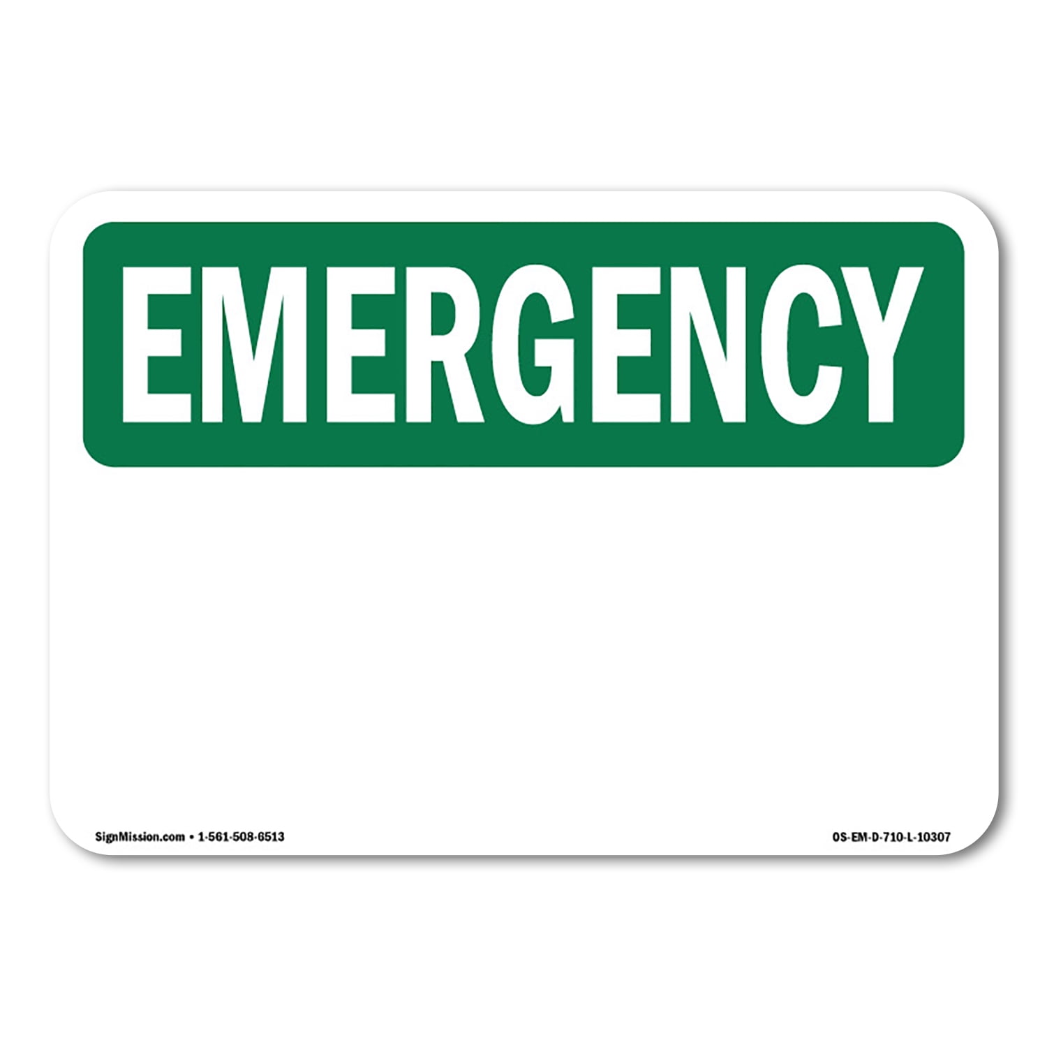 OSHA EMERGENCY Sign - Blank Write-On | Decal | Protect Your Business ...