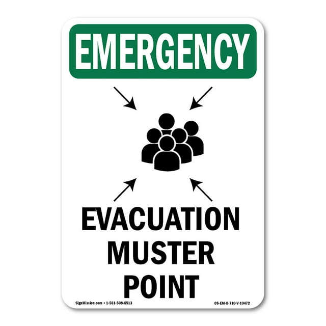 OSHA EMERGENCY Sign - Evacuation Muster Point With Symbol | Decal ...