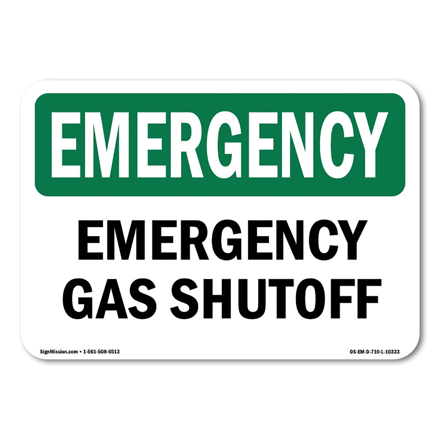 OSHA EMERGENCY Sign - Gas Shutoff | Decal | Protect Your Business ...