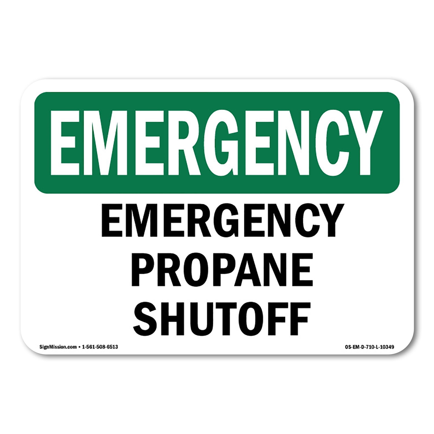 OSHA EMERGENCY Sign - Propane Shutoff | Choose from: Aluminum, Rigid ...