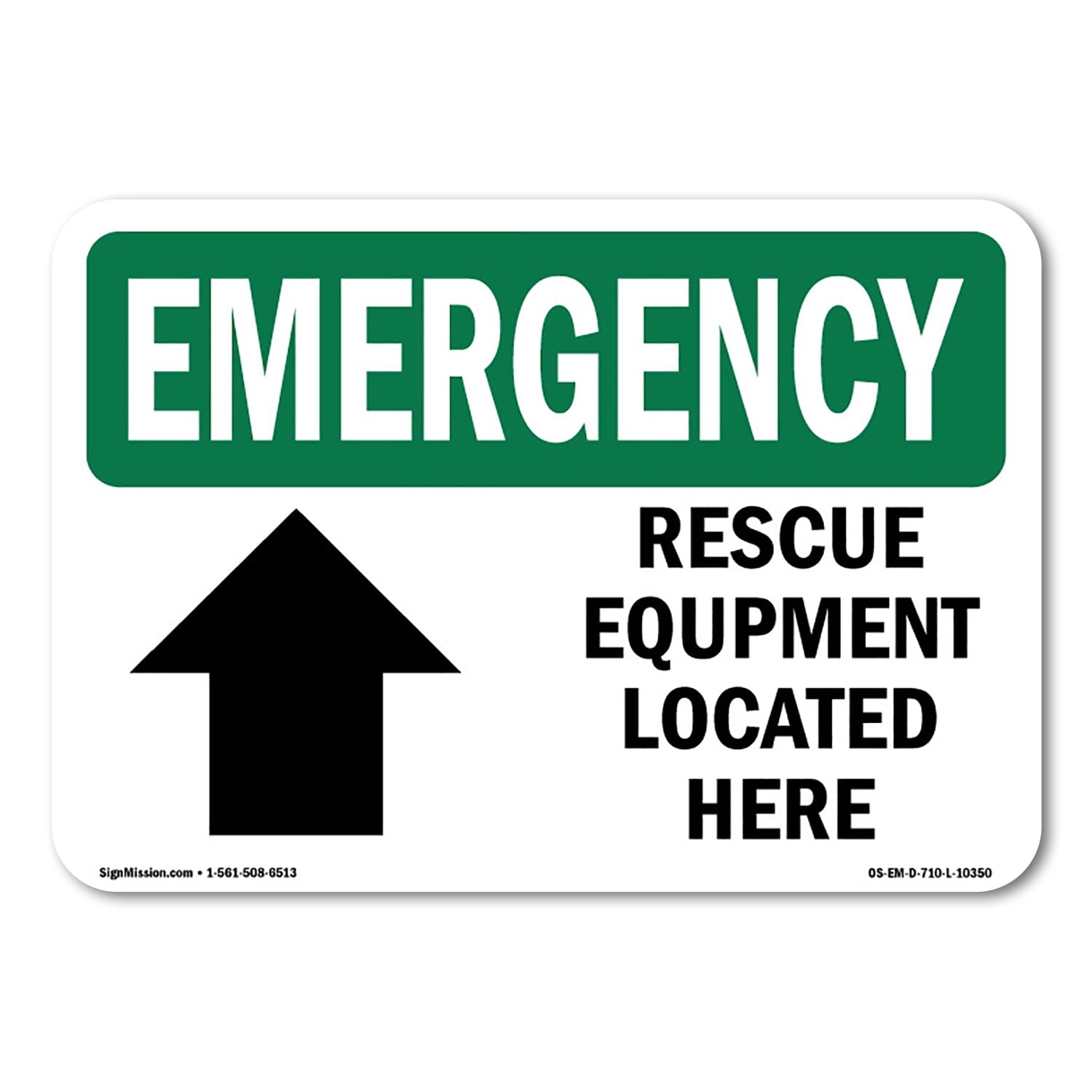 OSHA EMERGENCY Sign - Rescue Equipment Located Here | Plastic Sign ...