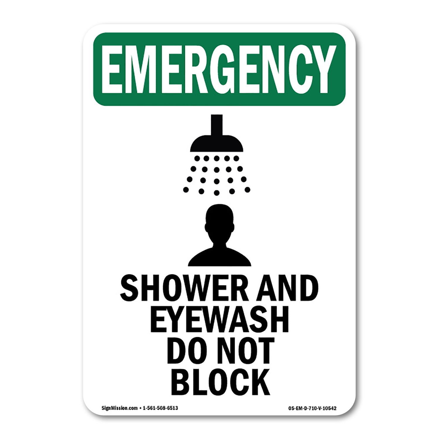 OSHA EMERGENCY Sign - Shower And Eyewash With Symbol | Decal | Protect ...