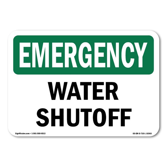 Water Shut Off Sign