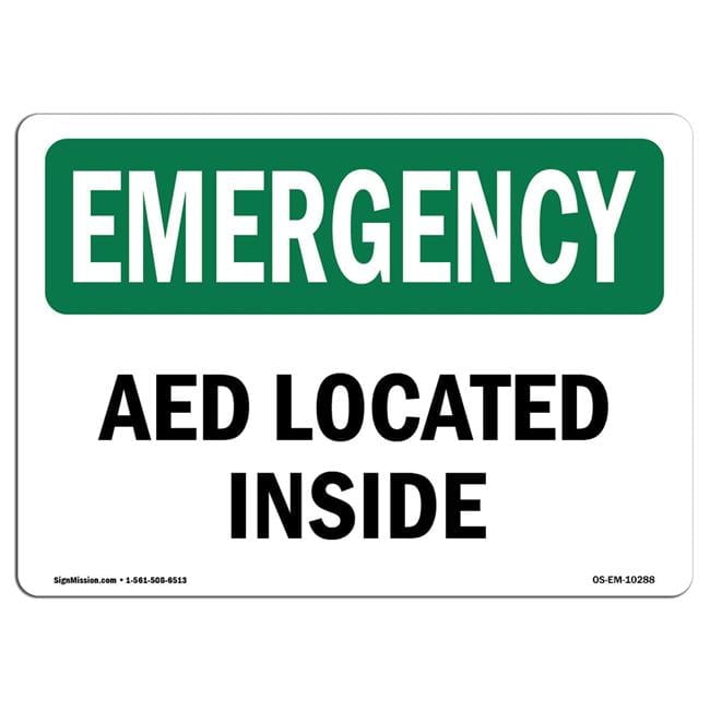 OSHA Emergency Sign - AED Located Inside - Walmart.com