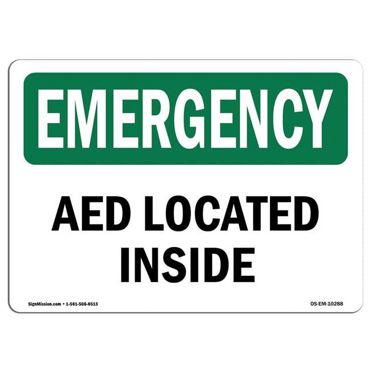 OSHA Emergency Sign - AED Located Inside - Walmart.com