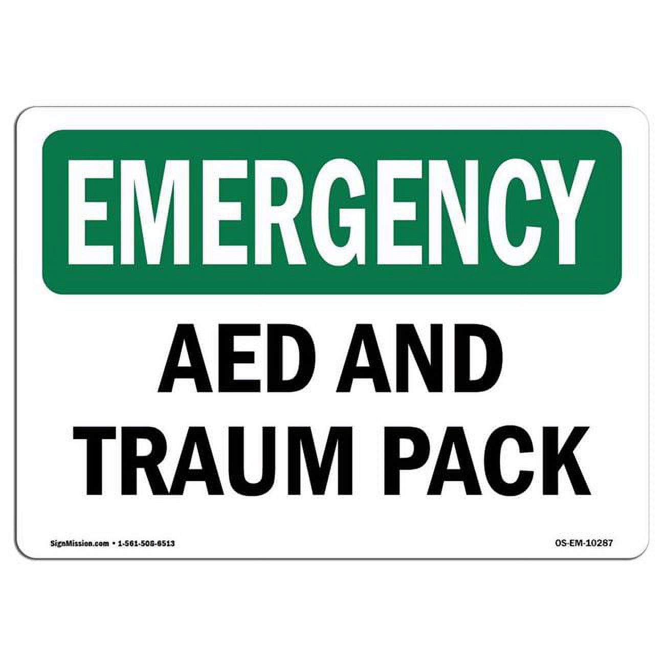 OSHA Emergency Sign - Aed & Trauma Pack - Walmart.com