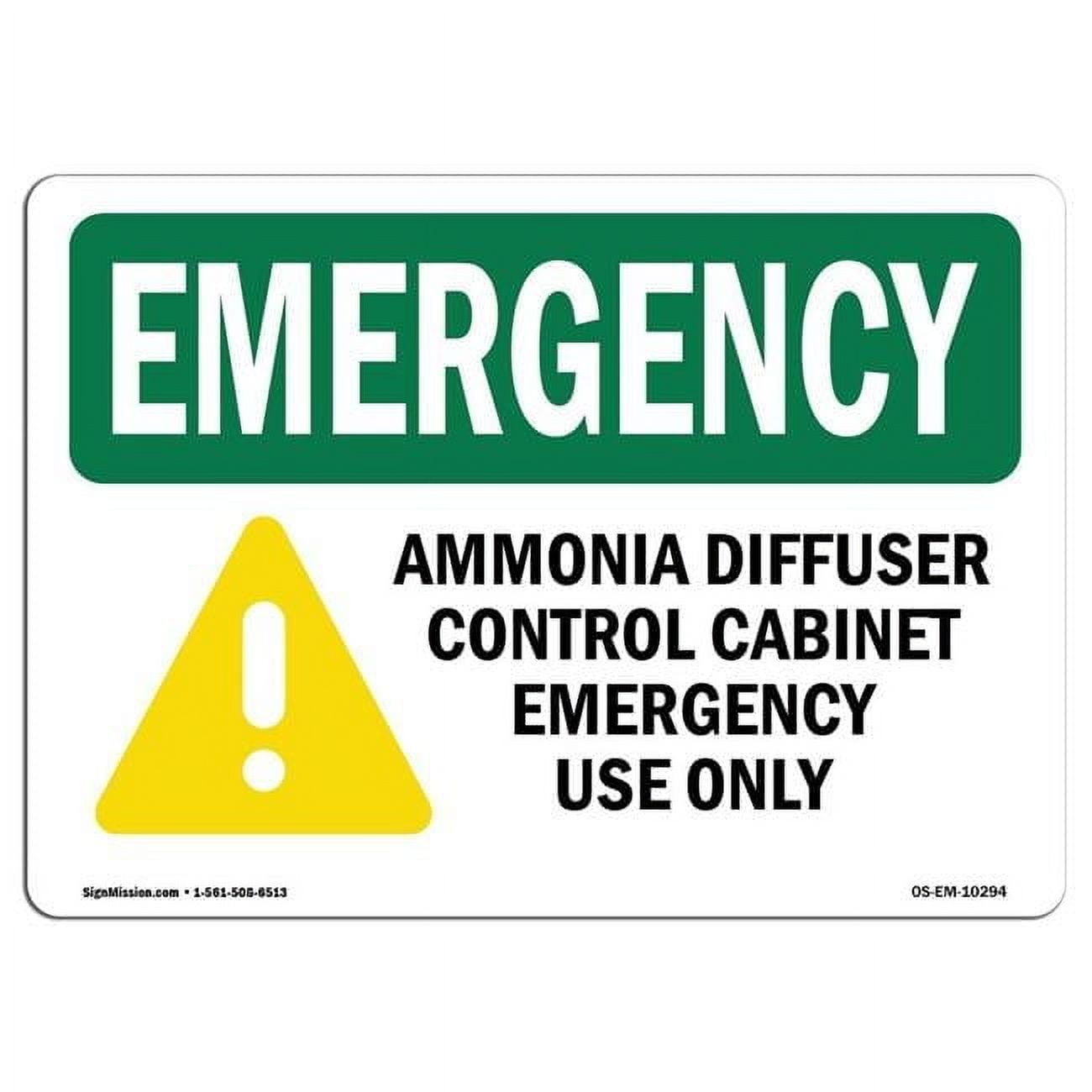 OSHA Emergency Sign - Ammonia Diffuser Control with Symbol - Walmart.com