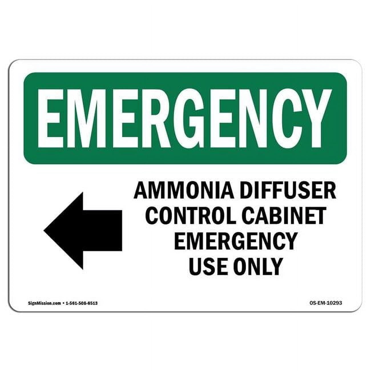 OSHA Emergency Sign - Ammonia Diffuser Control with Symbol - Walmart.com